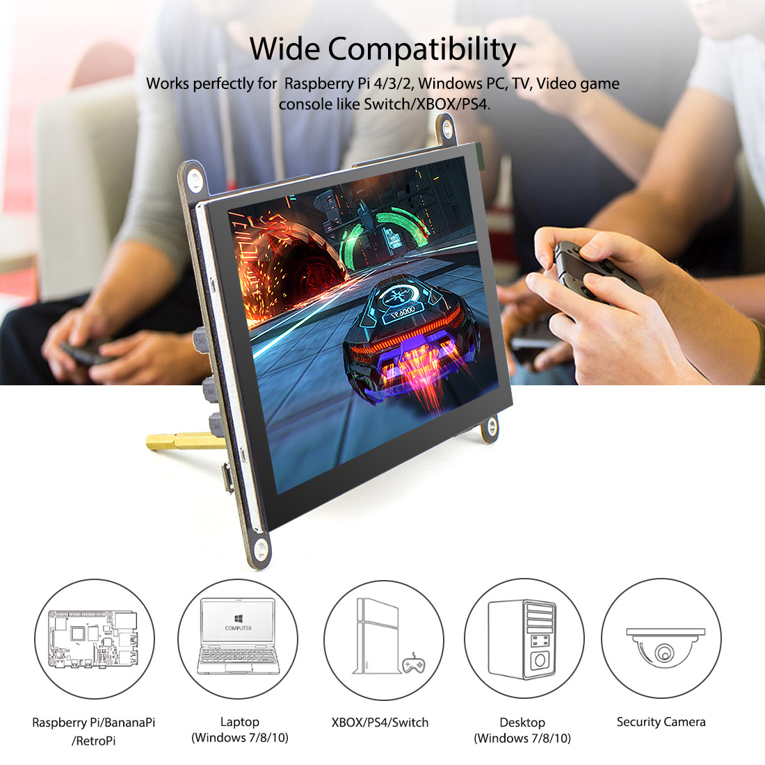 RC050S HDMI 5 Inch 800x480 Capacitive Touch Monitor Built-in Speaker ...