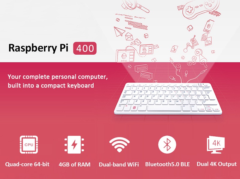 Raspberry Pi 400 Personal Computer Kit-US Version