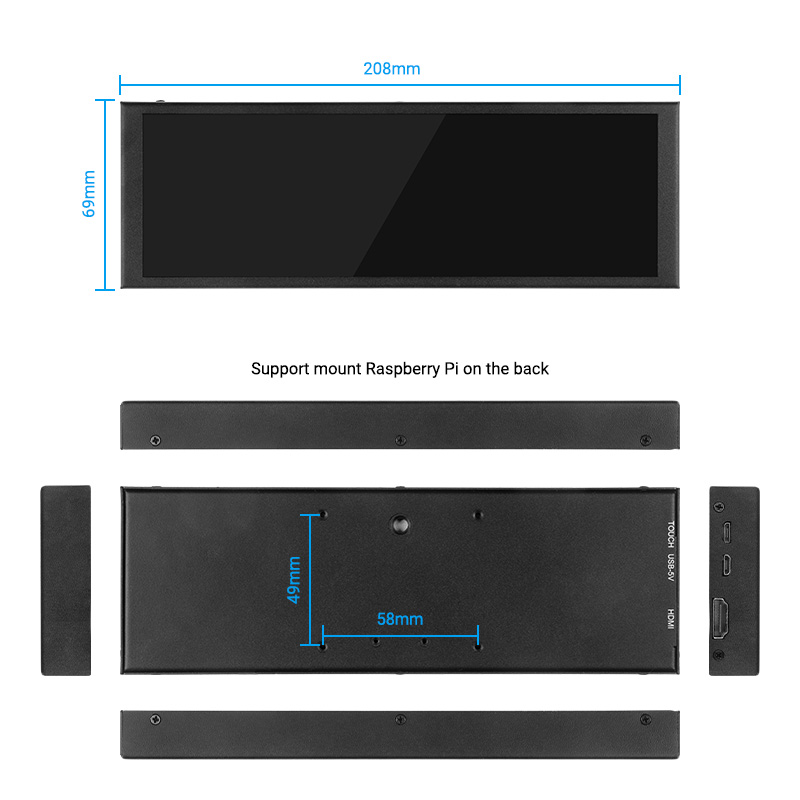 Elecrow 7.9 inch long strip display 400*1280 IPS Touch Screen portable ...