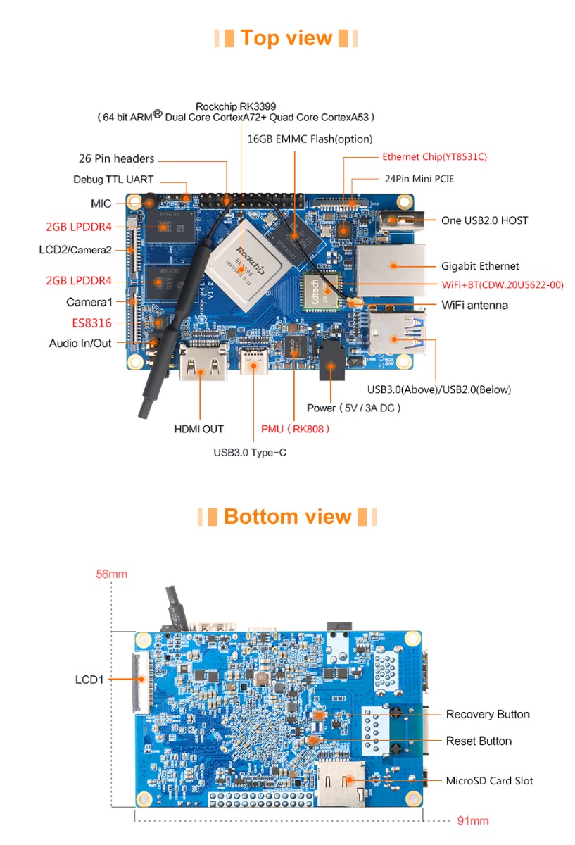 ORANGE PI 4 LTS for OPTIMIZED VERSION OF THE ORIGINAL ORANGE PI 4