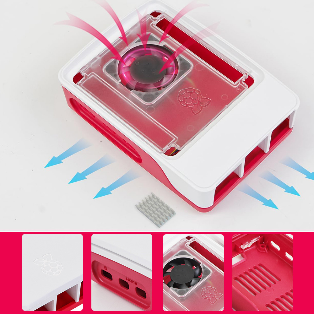 Official Raspberry Pi 5 Case with Fan Red/White Official Raspberry Pi 5 Case with Fan Red/White