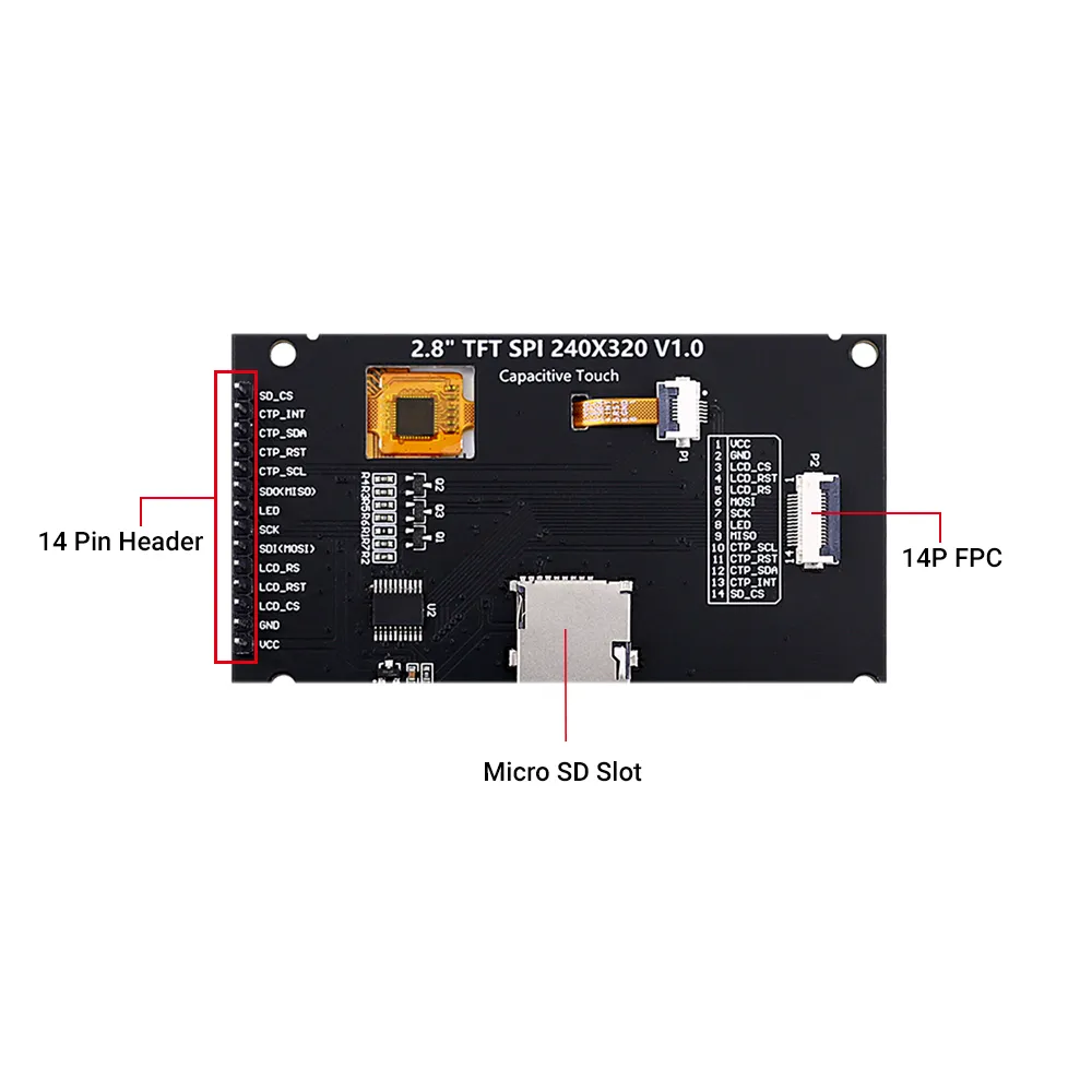 2.8-inch IPS SPI LCD Capacitive Touch Display Module With ILI9341 ...