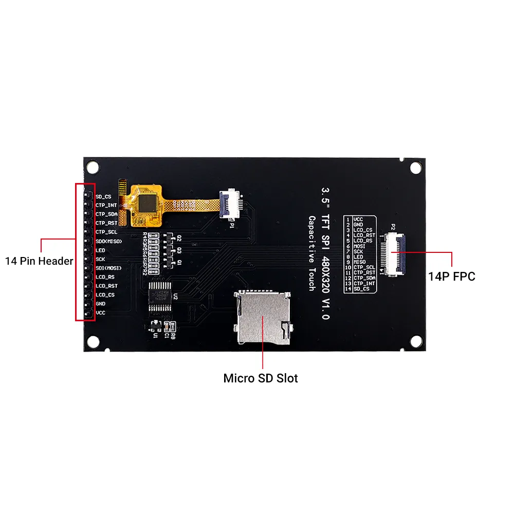 3.5-inch IPS SPI LCD Capacitive Touch Display Module With ST7796 Driver - 320x480 Resolution ...